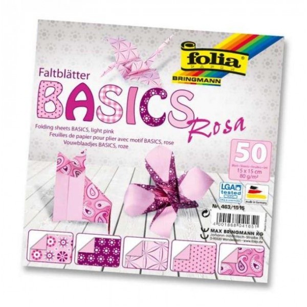 Folia Origami papier Basics Ružový, 50 ks 10 x 10 cm | predskolak.sk