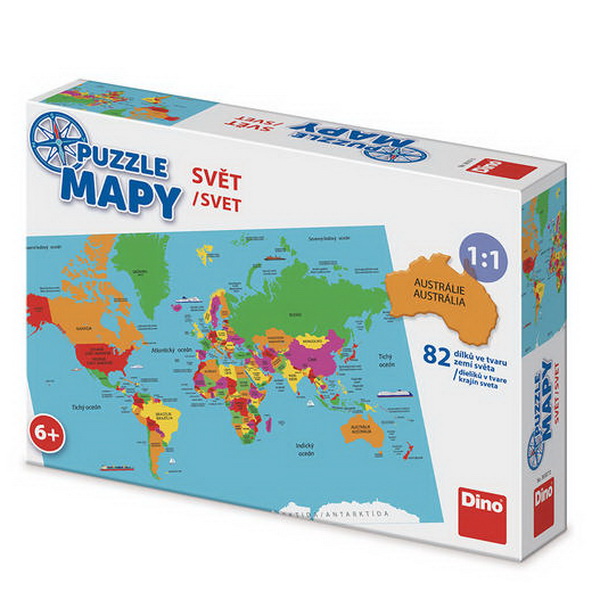 Dino Puzzle Mapa sveta, 82 dielikov | predskolak.sk